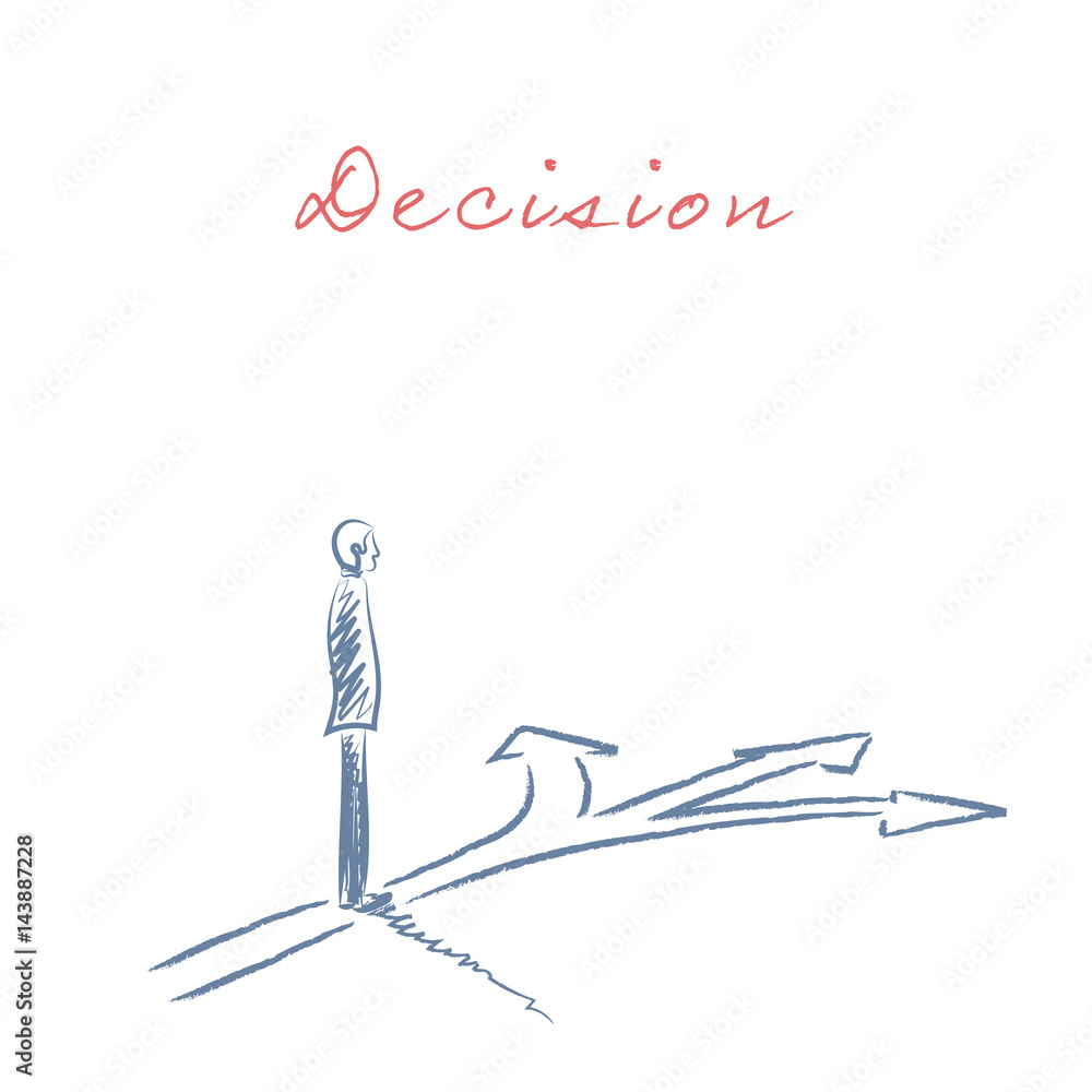 Business decision making concept in hand drawn sketch vector with ...