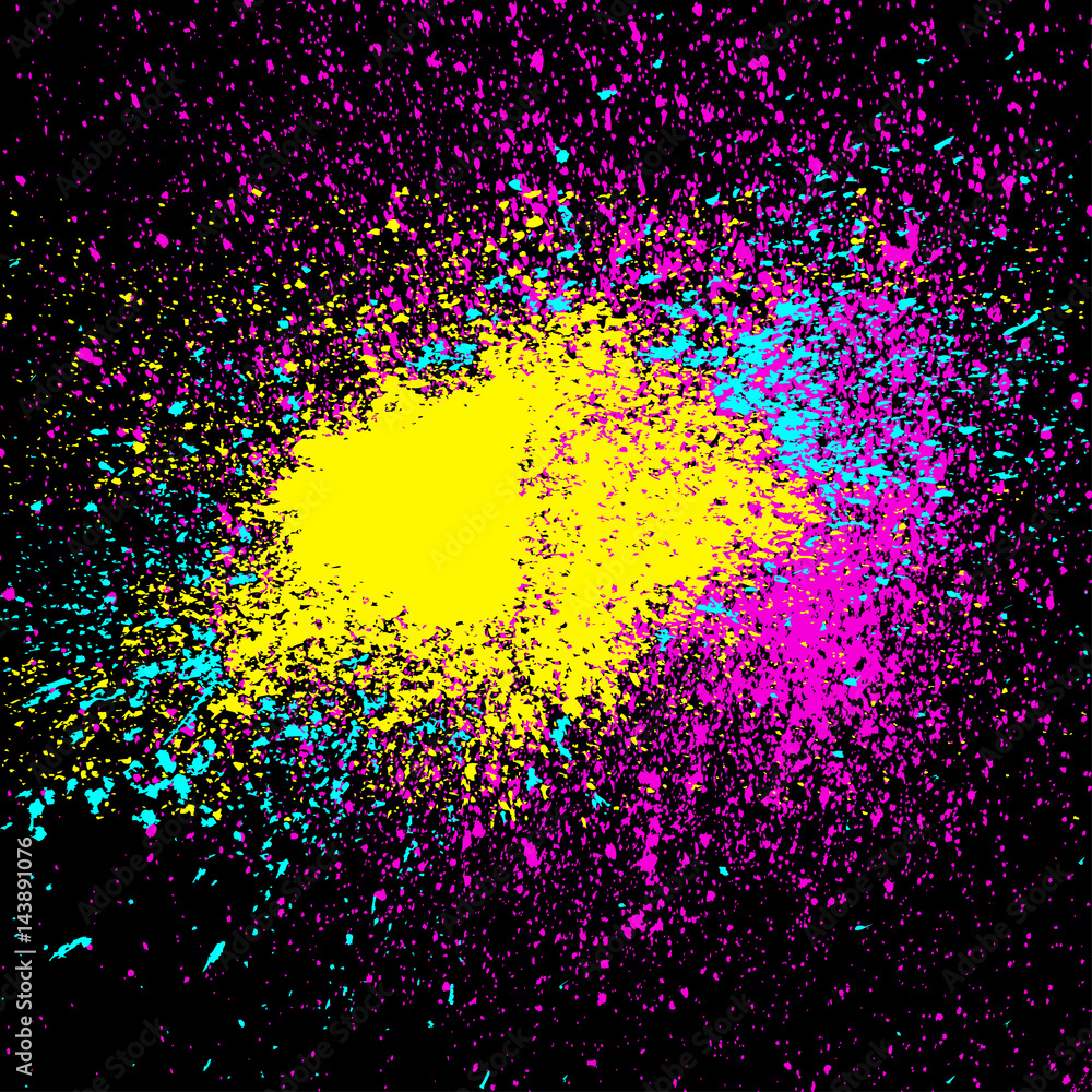 Colorful acrylic explosion paint splatter. Small drops, spots Stock ...