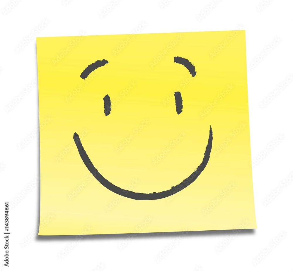 Klebezettel, Erinnerungszettel, Notiz / Smiley freundlich Stock ...