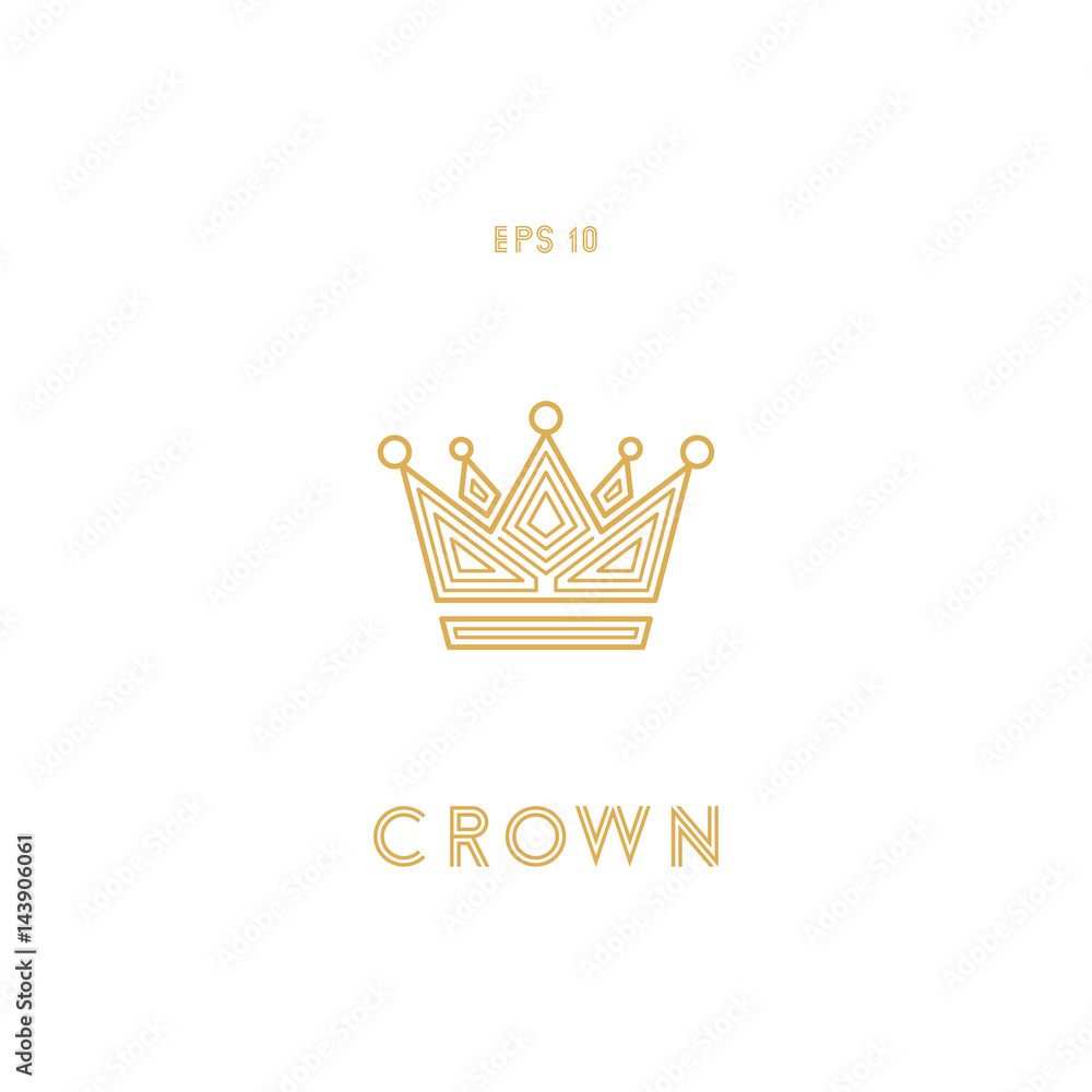 Geometric crown icon, line design, vector illustration isolated on ...