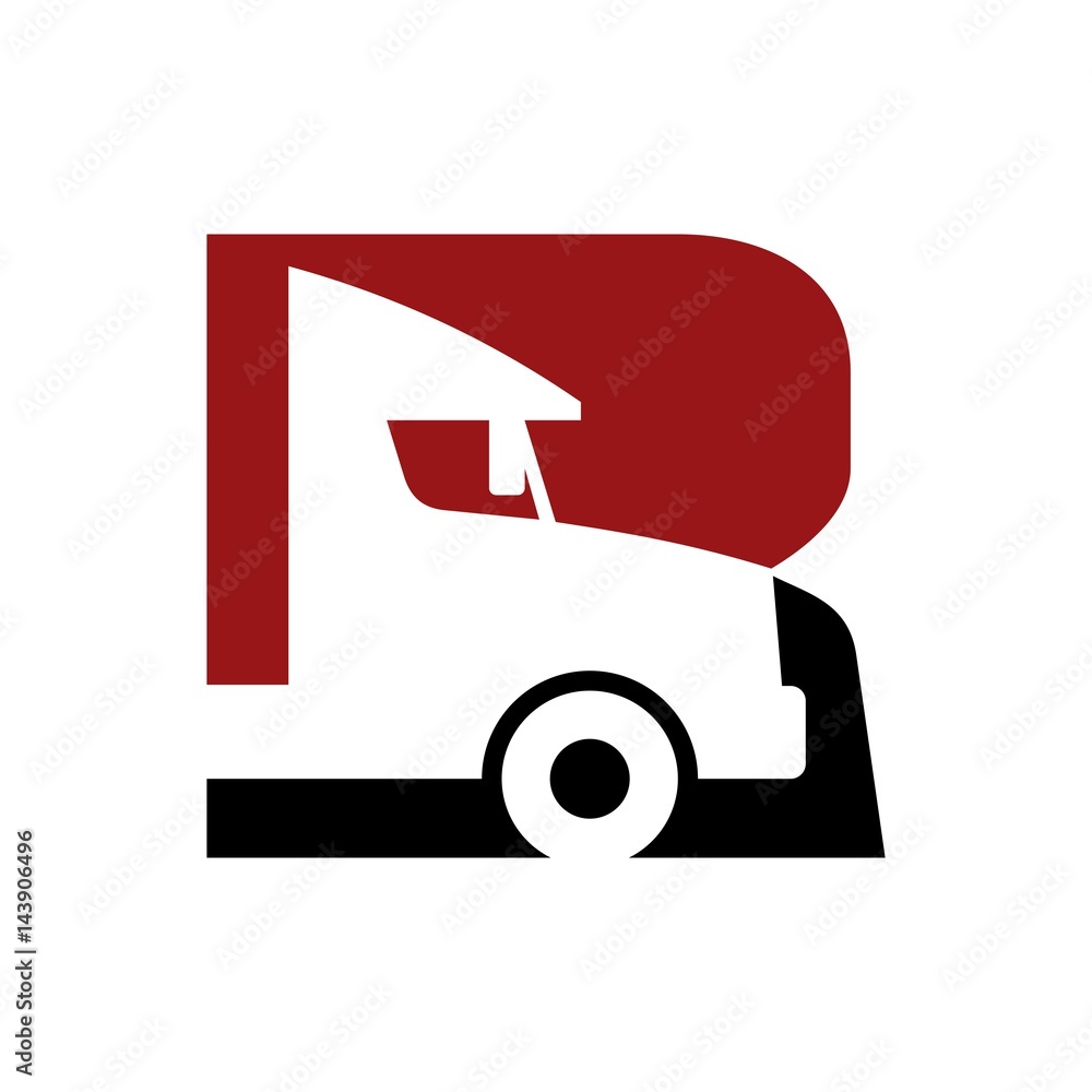 letter r logo vector. truck logo vector. Stock Vector | Adobe Stock