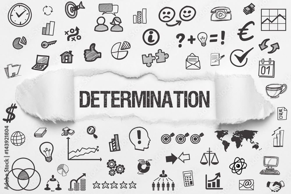 Determination / weißes Papier mit Symbole foto de Stock | Adobe Stock