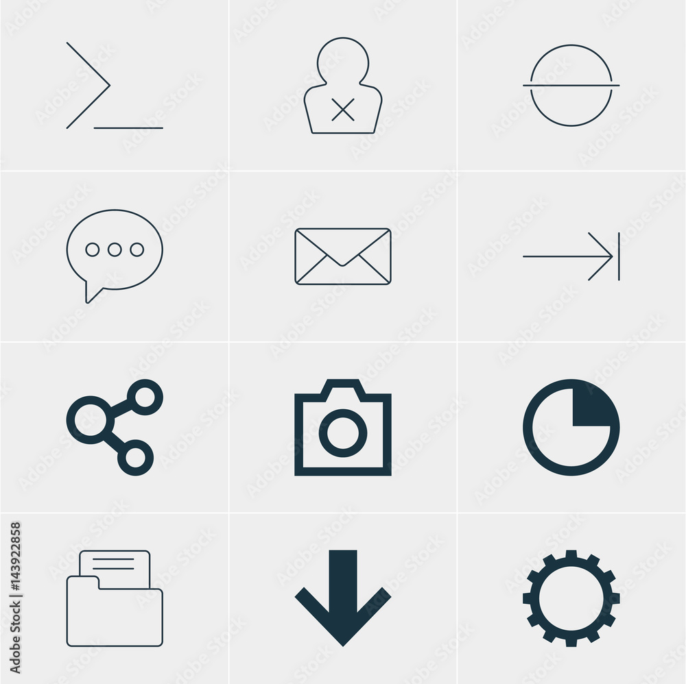 Vector Illustration Of 12 User Icons. Editable Pack Of Tabulation ...