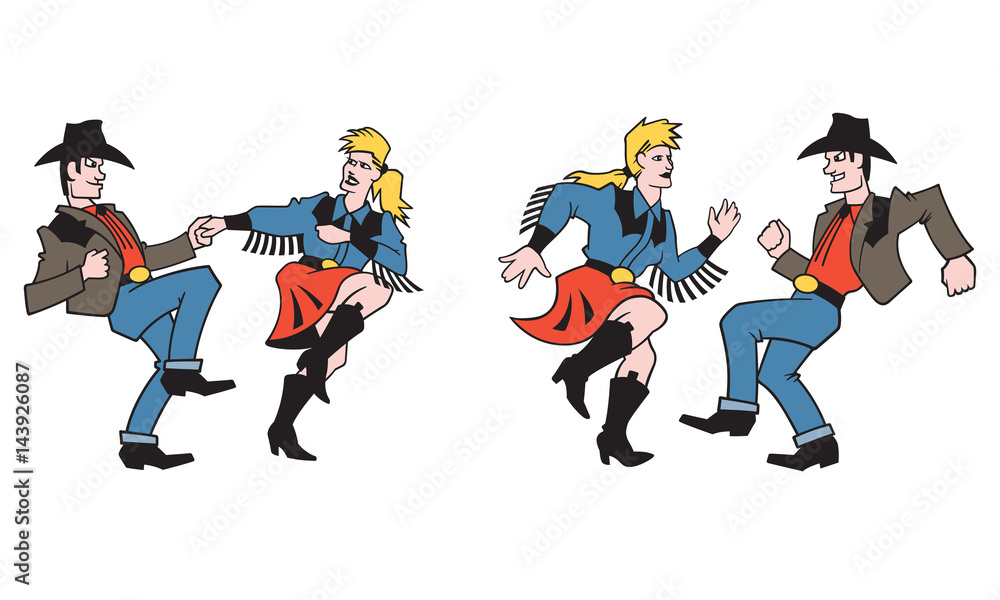Country Dancers Vector Design. Set of two illustrations of a pair of ...