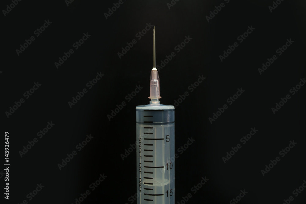 injection needle medical tool in black background image closeup Stock ...
