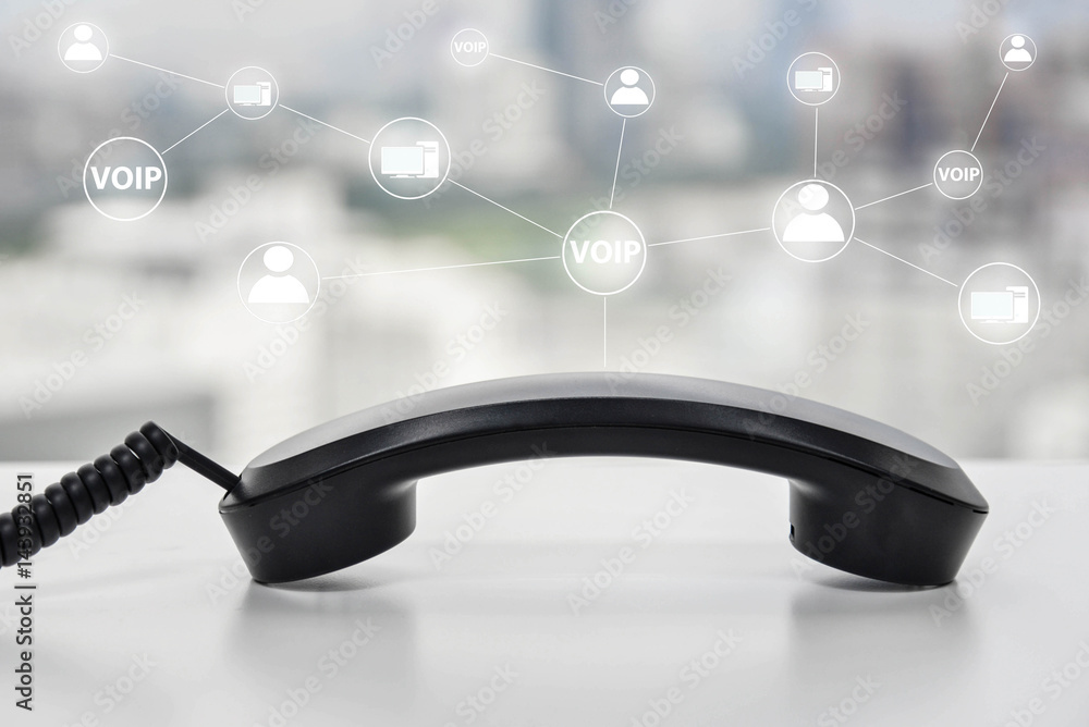 IP Phone with icon - cencept for phone connected to multi device Stock ...