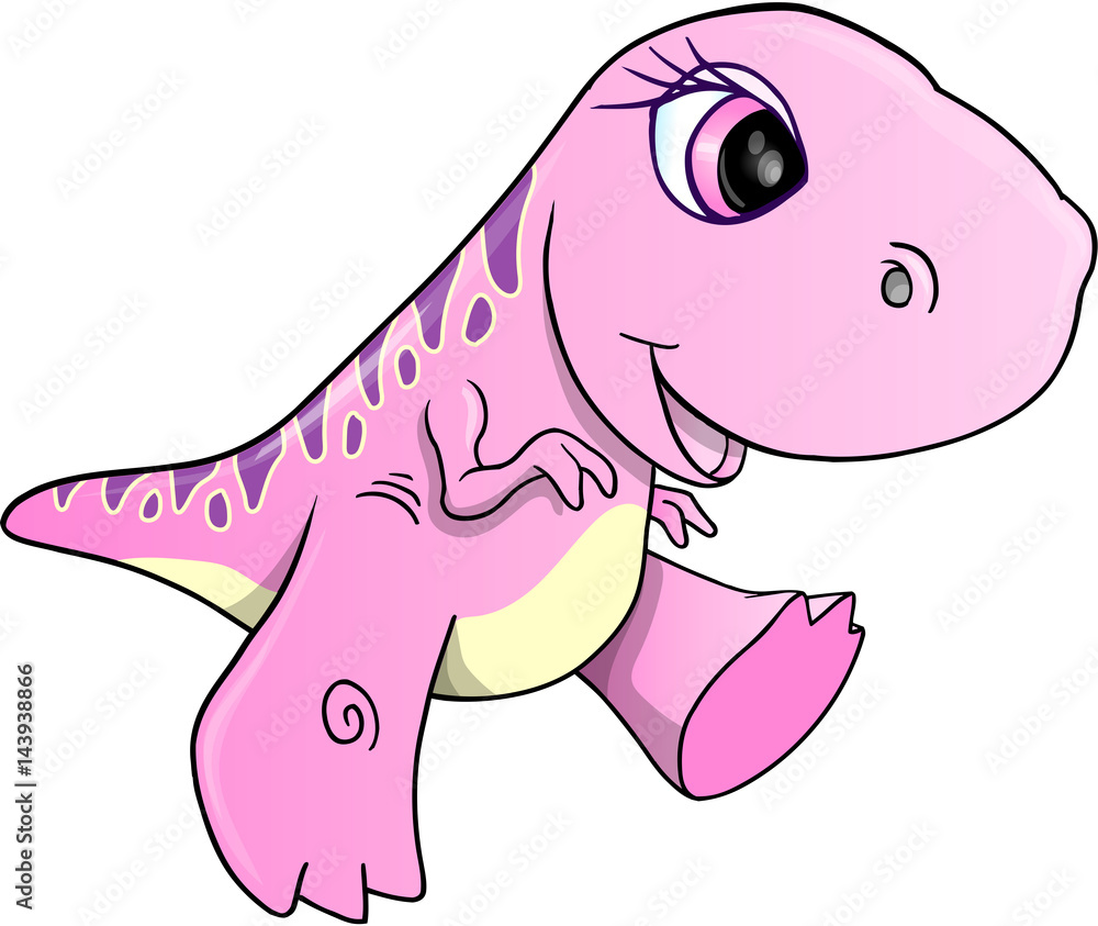 Girl Dinosaur Vector Illustration Art Stock Vector | Adobe Stock