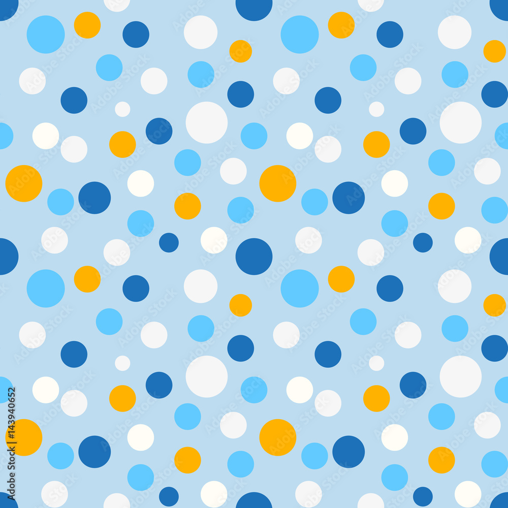 Colorful dot seamless pattern. Small polka dots on a blue background ...
