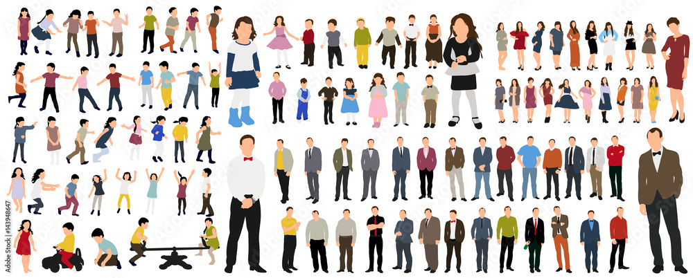 Vector illustration of a collection of people flat style, isometric ...