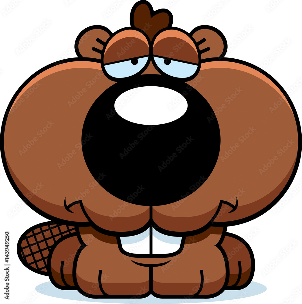 Cartoon Sad Beaver Kit Stock Vector | Adobe Stock