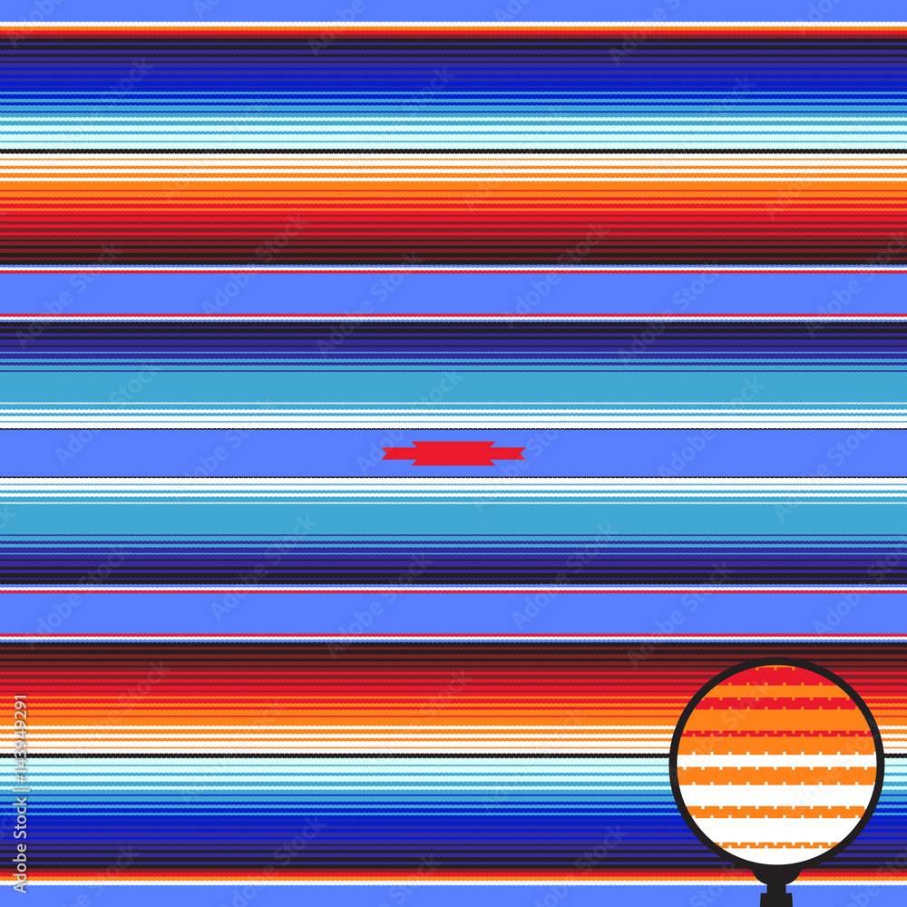 Mexican Blanket Stripes Seamless Vector Pattern. Cobalt Blue Orange ...