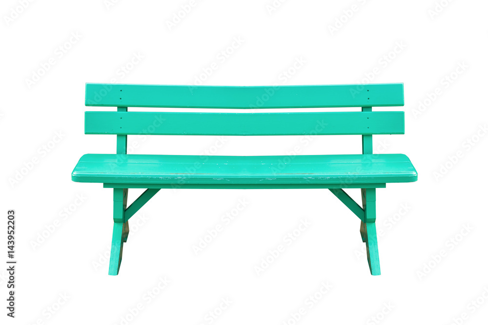 green wood bench isolated on white background with clipping path. Stock ...