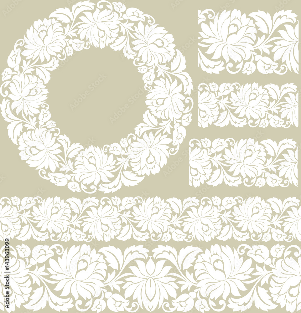 Vector set of design elements: seamless texture, borders, frames.vector ...