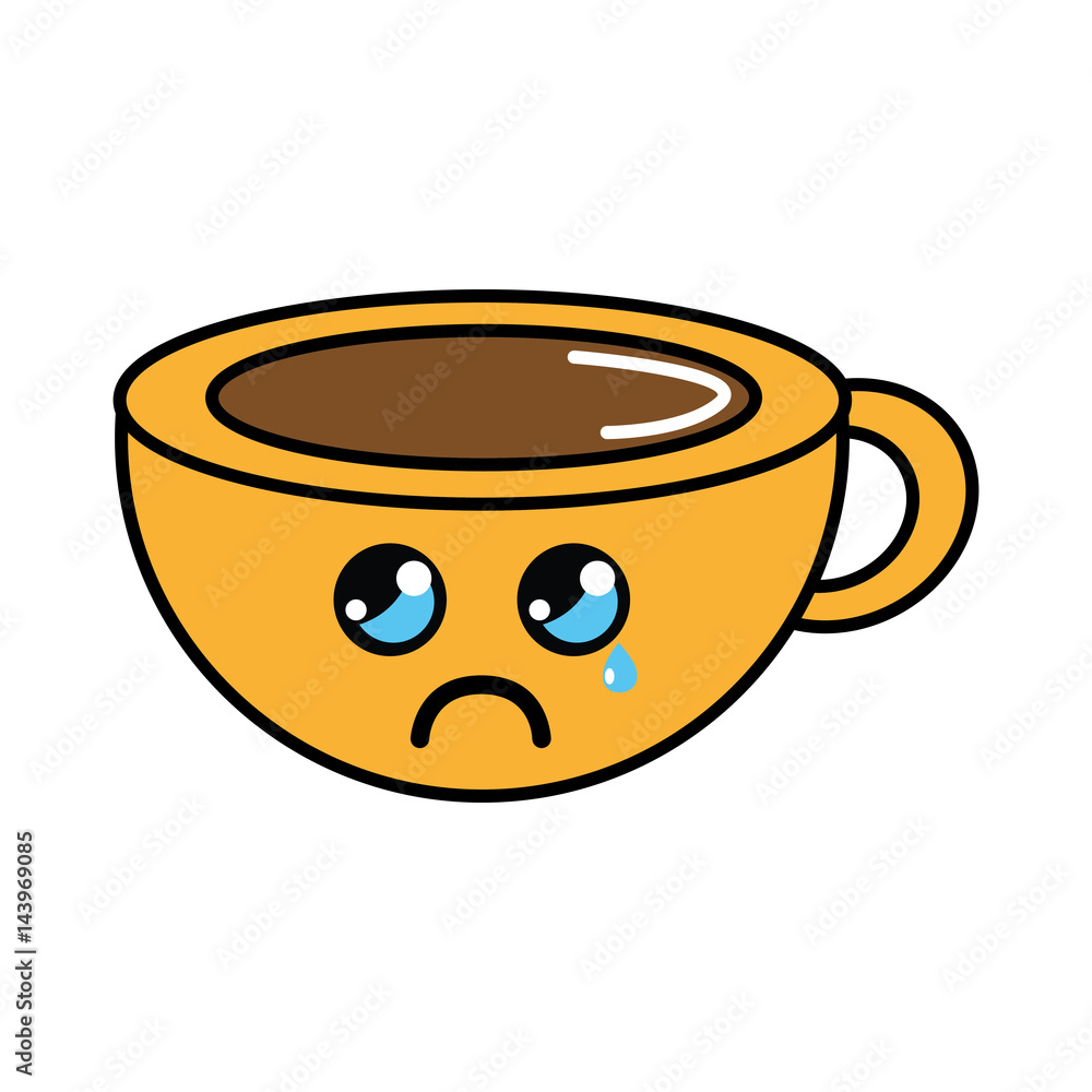 kawaii cute crying coffee cup Stock Vector | Adobe Stock
