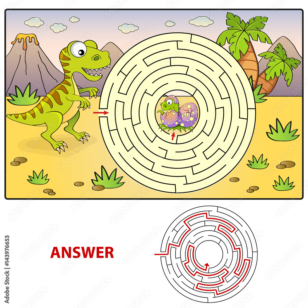 Help dinosaur find path to nest. Labyrinth. Maze game for kids Stock ...