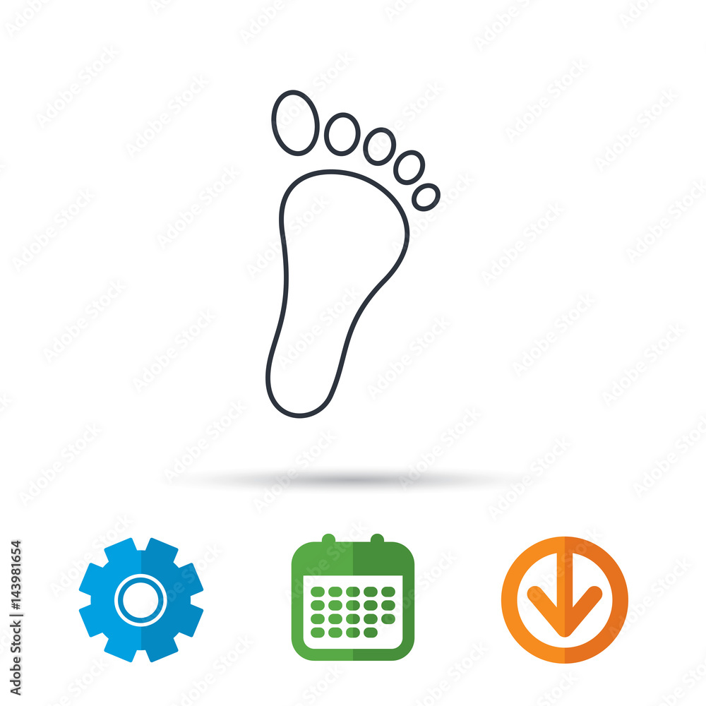 Baby footprint icon. Child foot sign. Newborn step symbol. Calendar ...