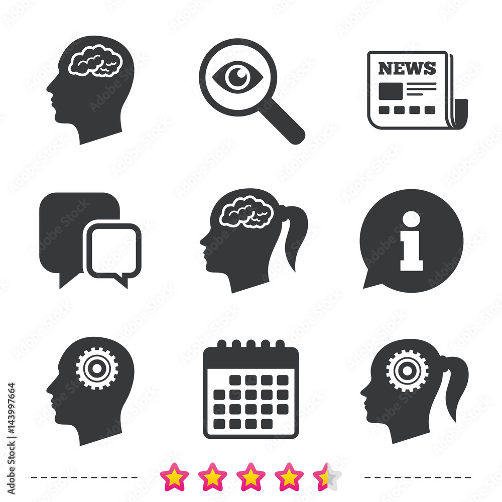 Head with brain icon. Male and female human symbols. Stock Vector ...