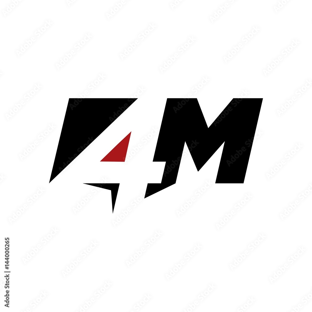 letter m logo vector. number 4 logo. Stock Vector | Adobe Stock