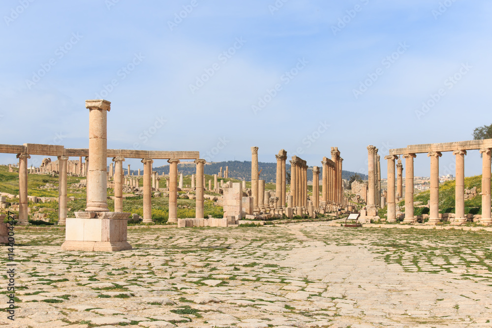 Ruins of the ancient Jerash, the Greco-Roman city of Gerasa in modern ...