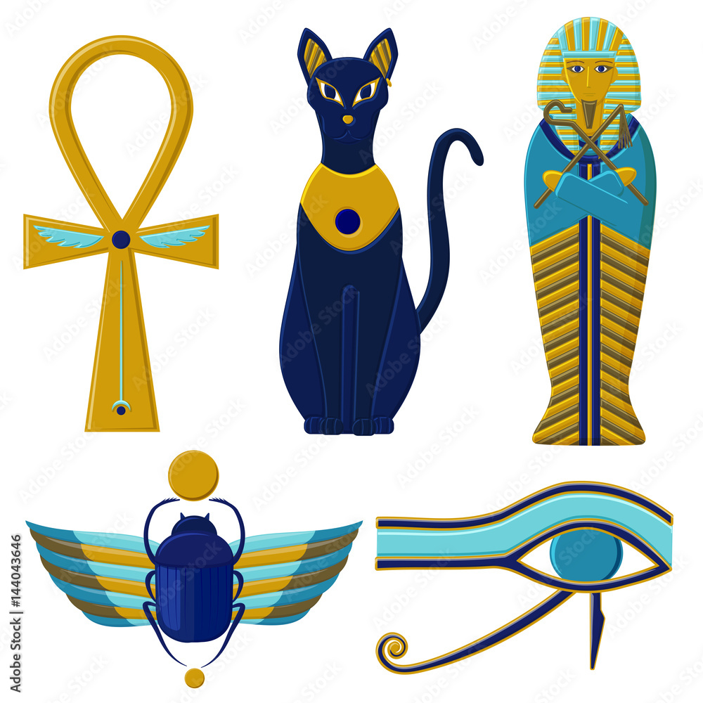 Set of egyptian signs and symbols. Cultures of Ancient Egypt Stock ...