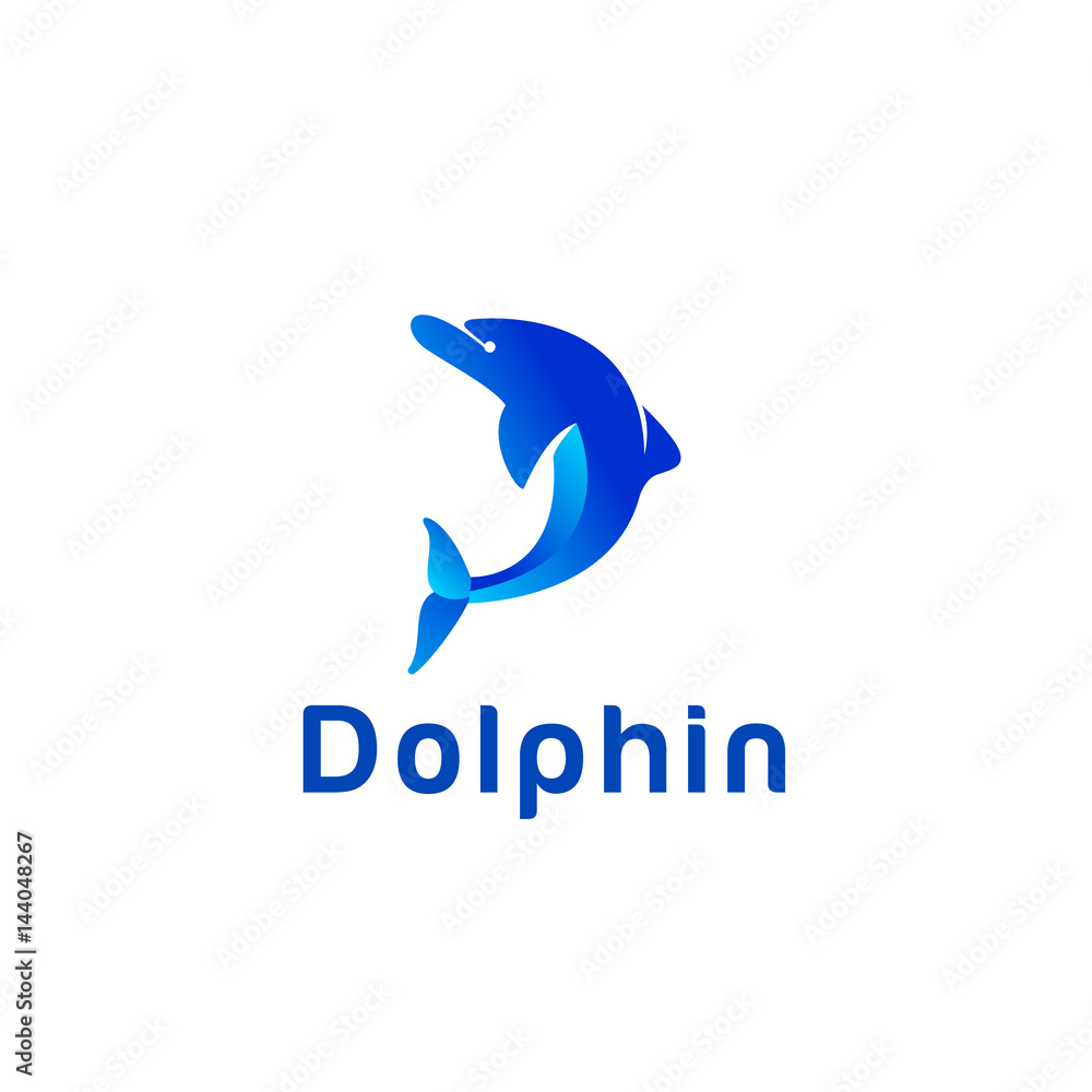 D dolphin logo Stock Vector | Adobe Stock