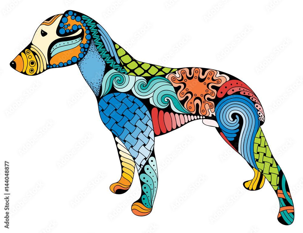 Zentangle stylized cartoon dog, isolated on white background. Hand ...