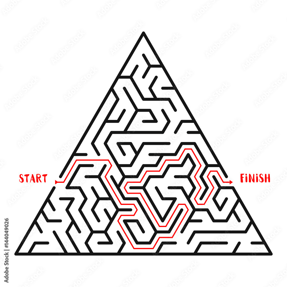 Triangular Maze Game background. Labyrinth with Entry and Exit. Vector ...
