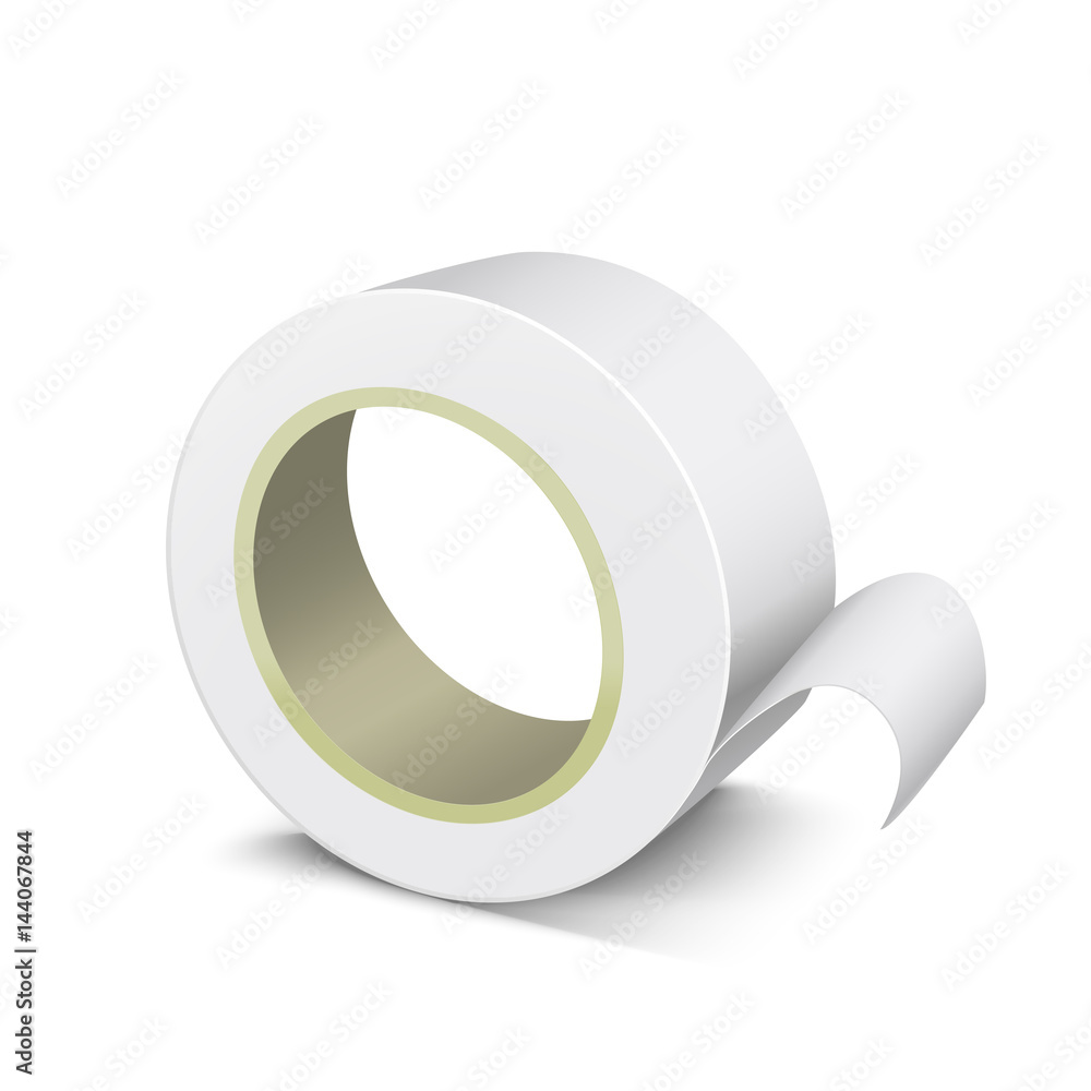 Realistic Template Blank White Adhesive Roll Tape. Vector Stock Vector ...
