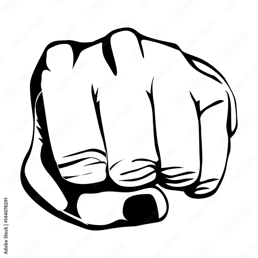 monochrome contour of left hand and front fist vector illustration ...