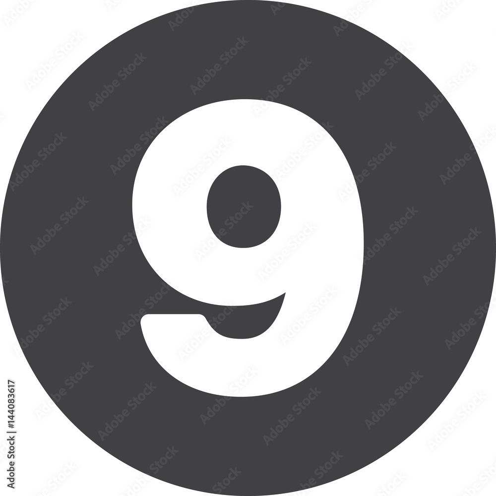 Nine, Number 9 flat icon, circular sign Stock Vector | Adobe Stock