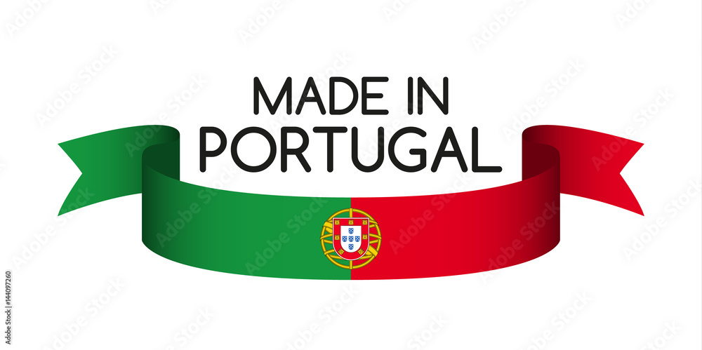 Colored ribbon with the Portuguese colors, Made in Portugal symbol ...