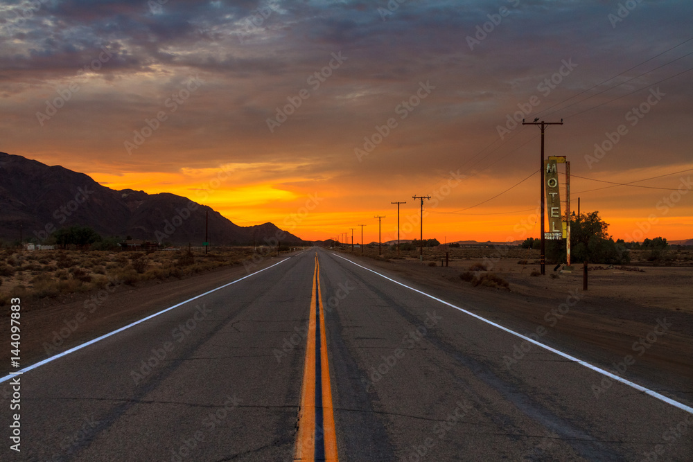 Desert Highway Sunset