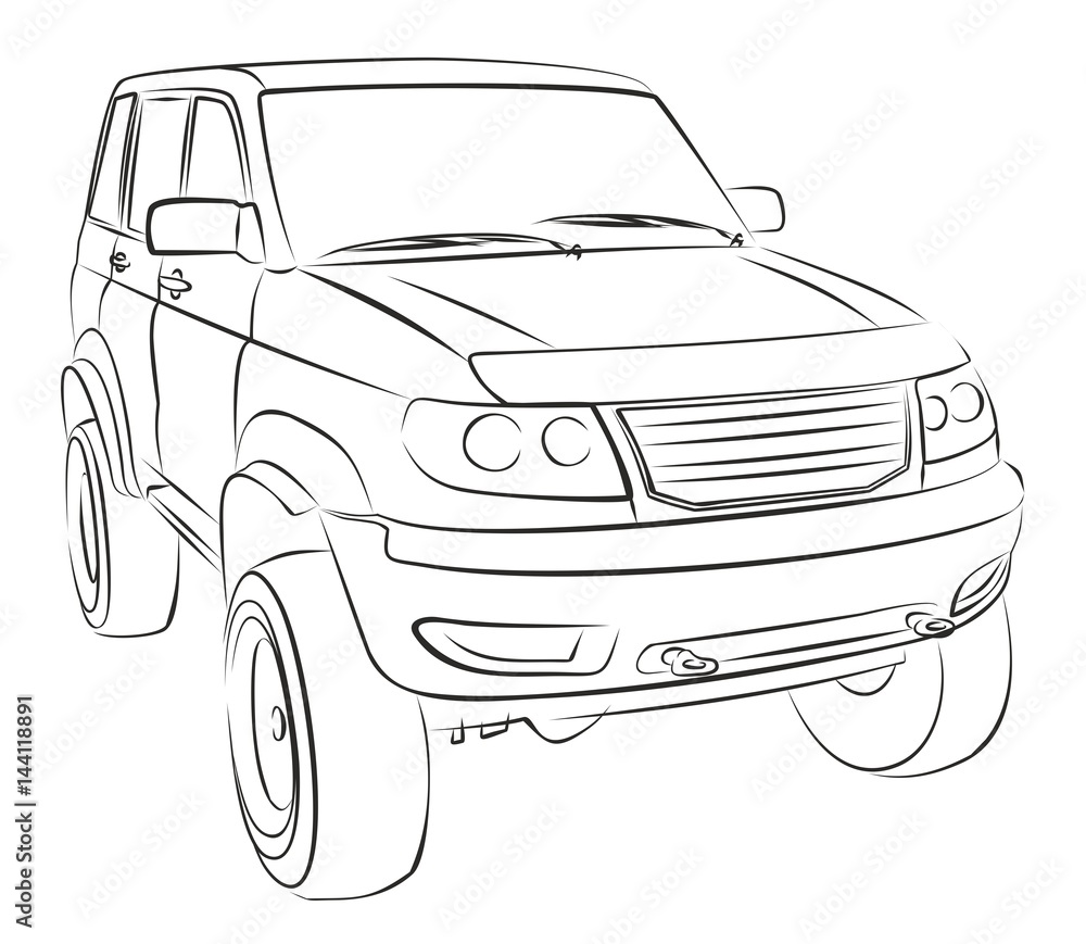 Sketch of big car. vector de Stock | Adobe Stock