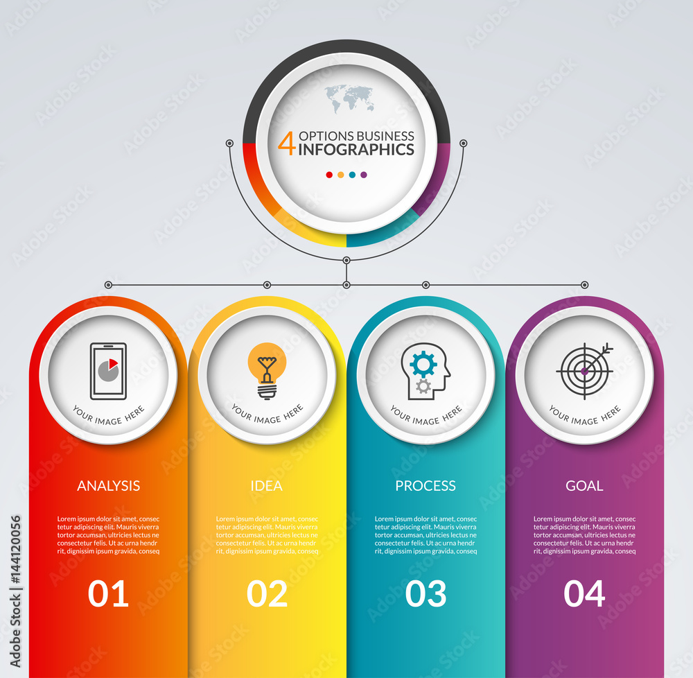 Vetor Do Stock Infographic Template With 4 Options Business Concept