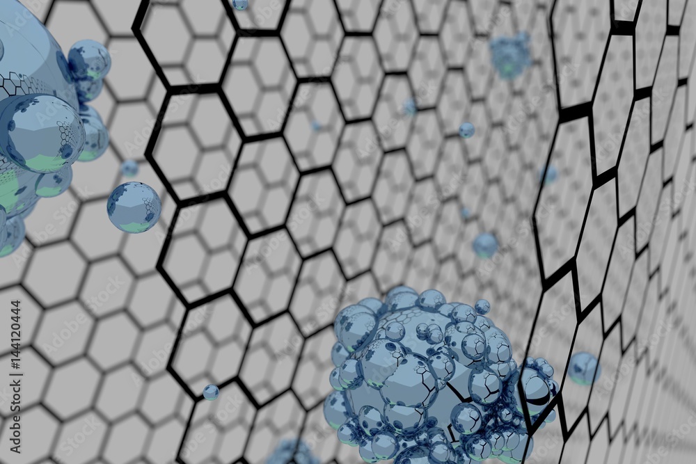 3D render illustration of Graphene atomic structure - nanotechnology ...
