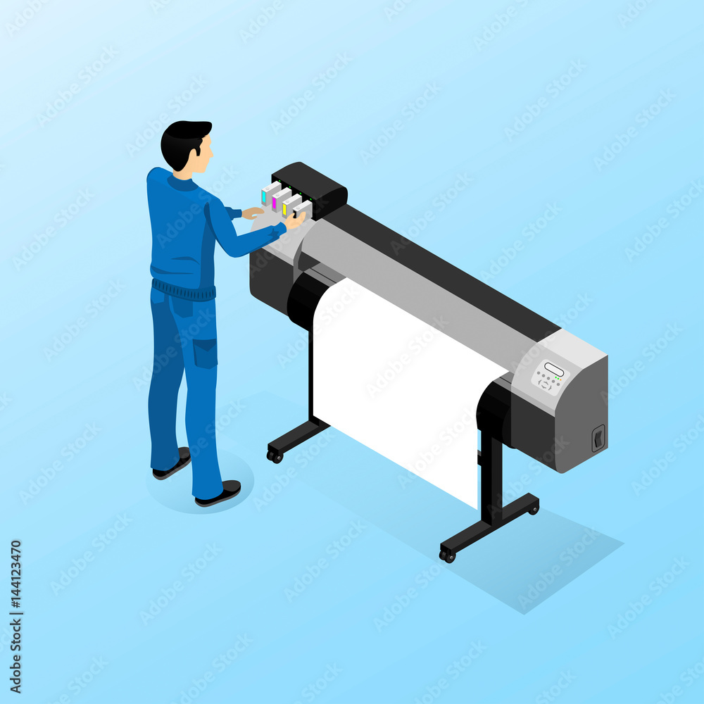 Working machine for large format printing Stock Vector | Adobe Stock