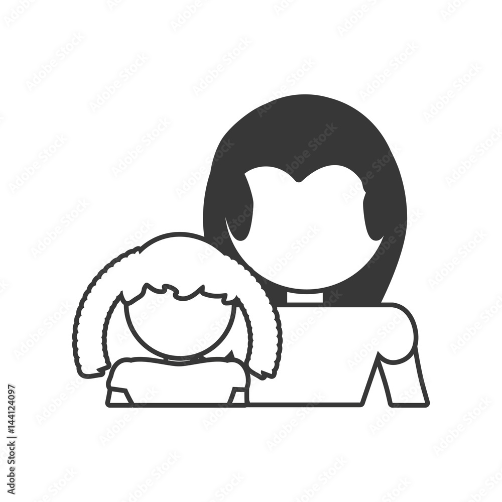 mother and daughter loving outline vector illustration eps 10 Stock ...