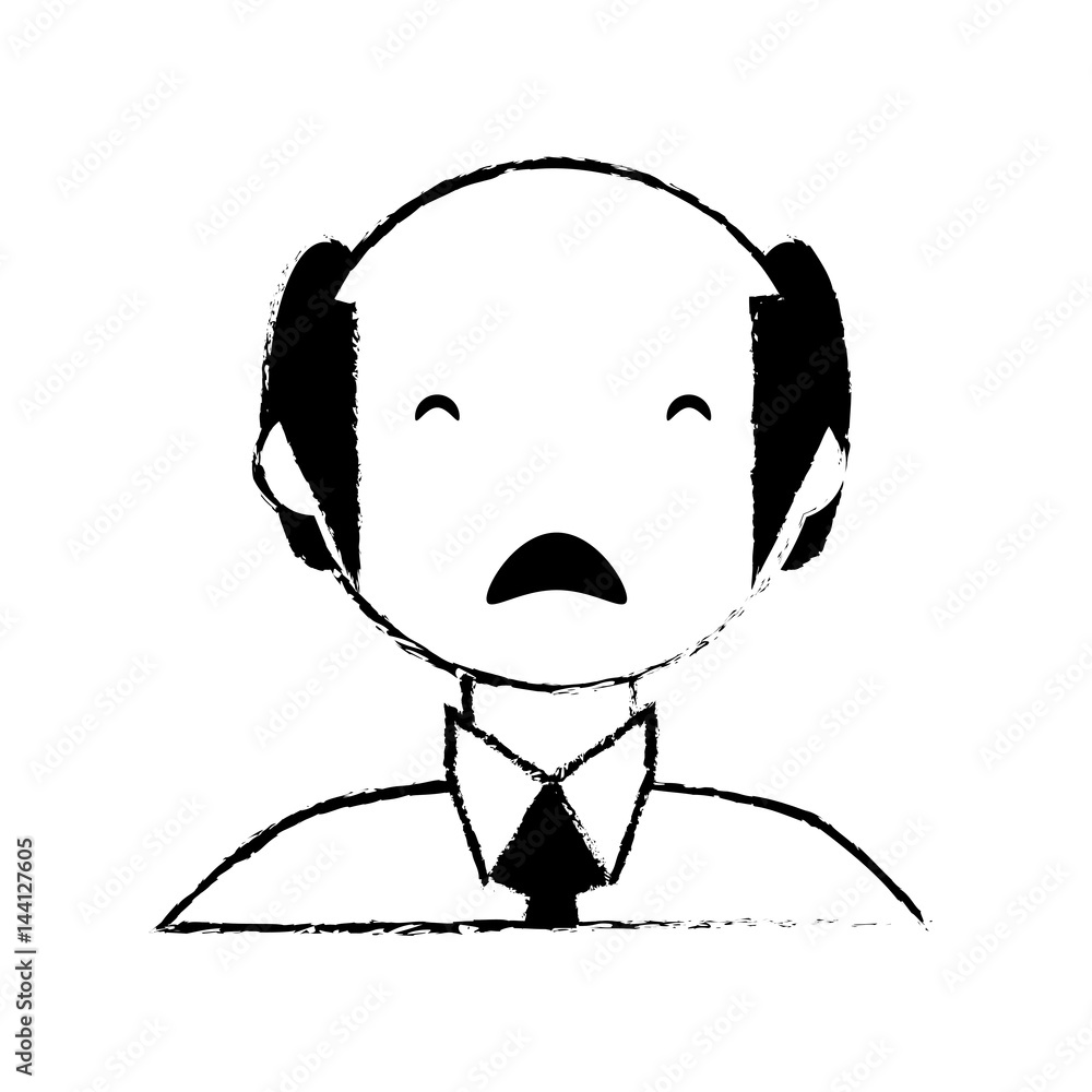 skecth man bald sad face vector illustration eps 10 Stock Vector ...