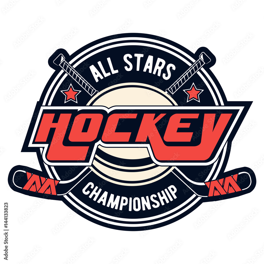 Vector hockey logo for print design, advertisement, web on white ...