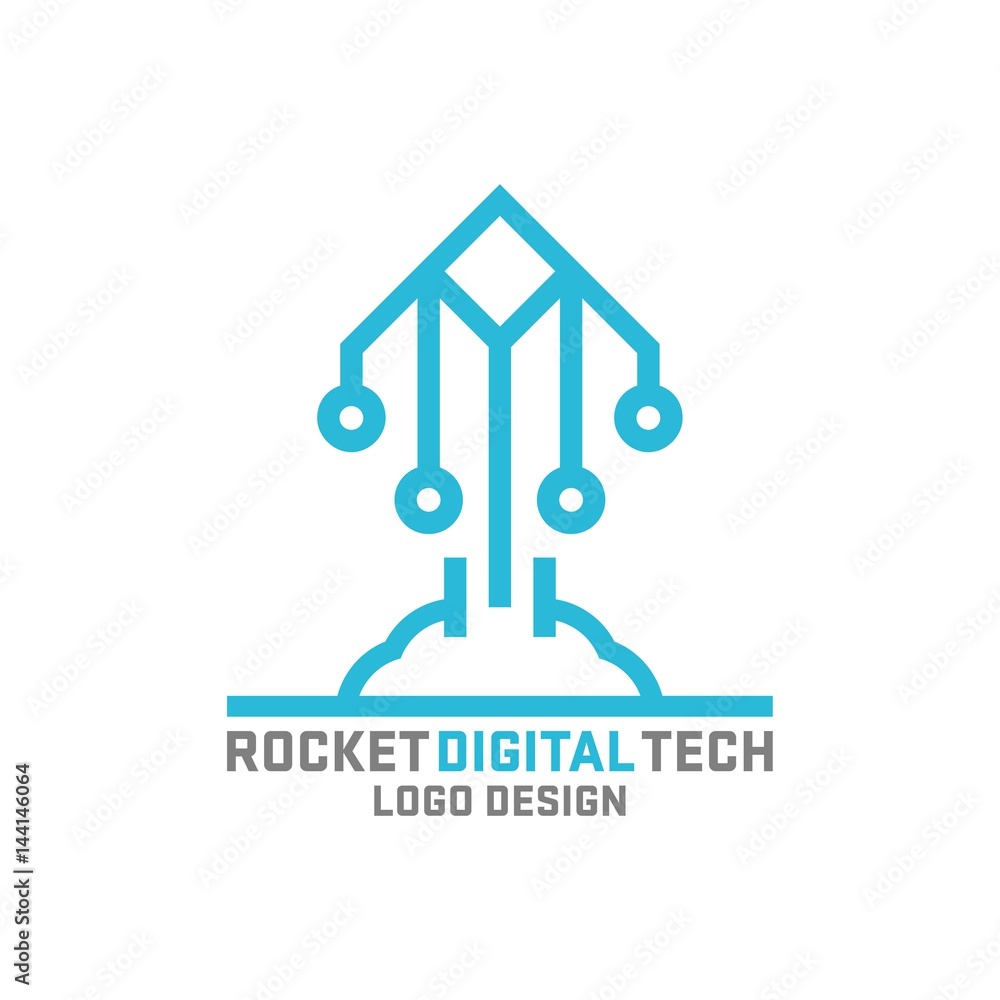 Rocket Logo, Digital Logo, Tech Logo, Rocket Digital Technology Logo ...
