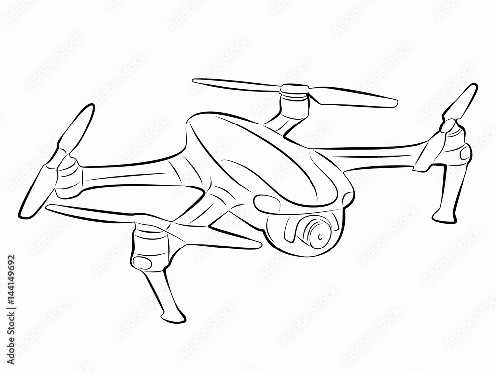 illustration of a drone flying, vector draw Stock Vector | Adobe Stock