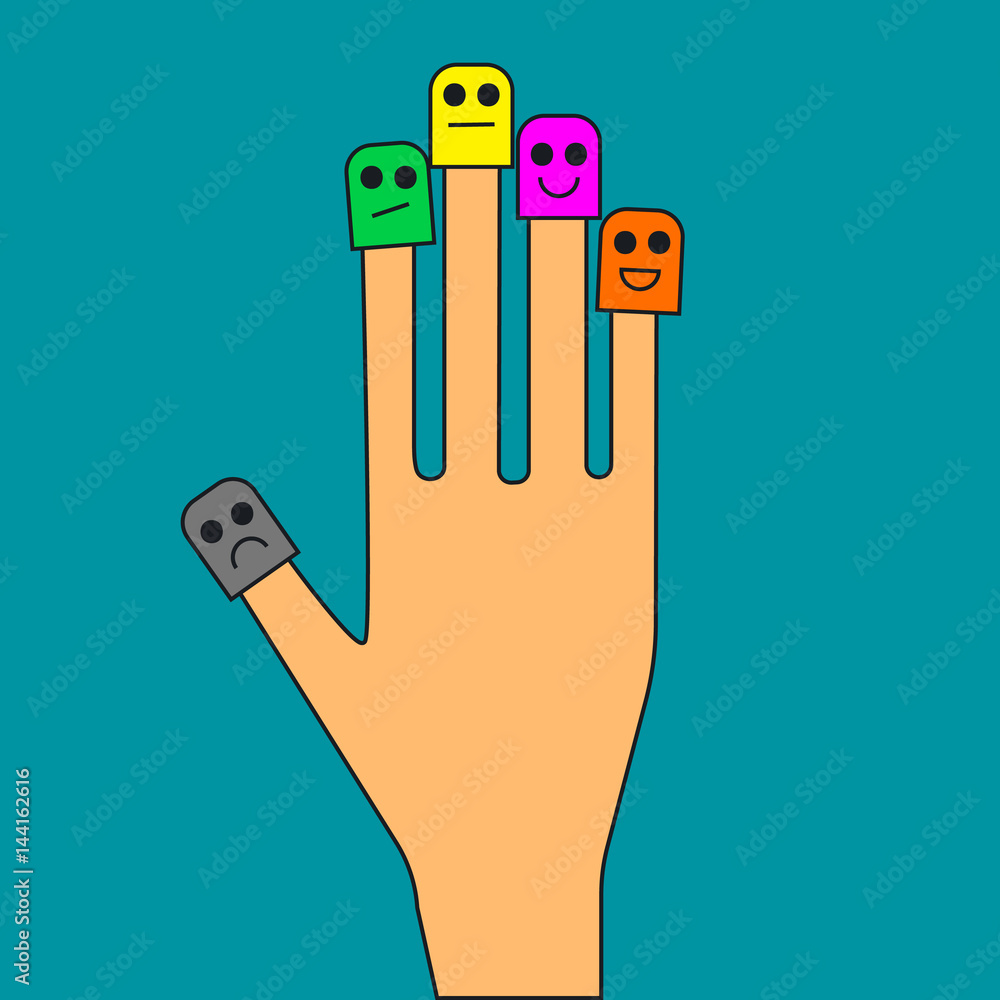 Smiley face on fingers Stock Vector | Adobe Stock