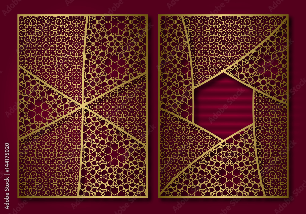 Golden vintage book cover template. Face and back of booklet design ...