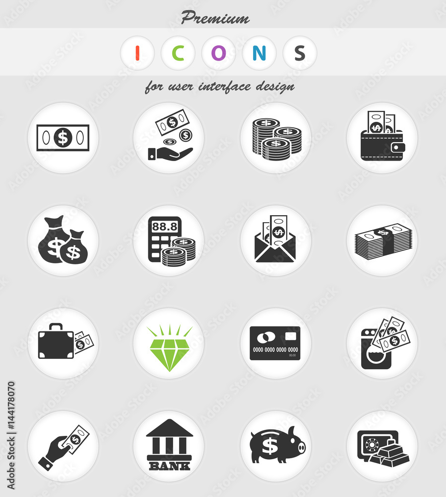 money symbols icon set Stock Vector | Adobe Stock