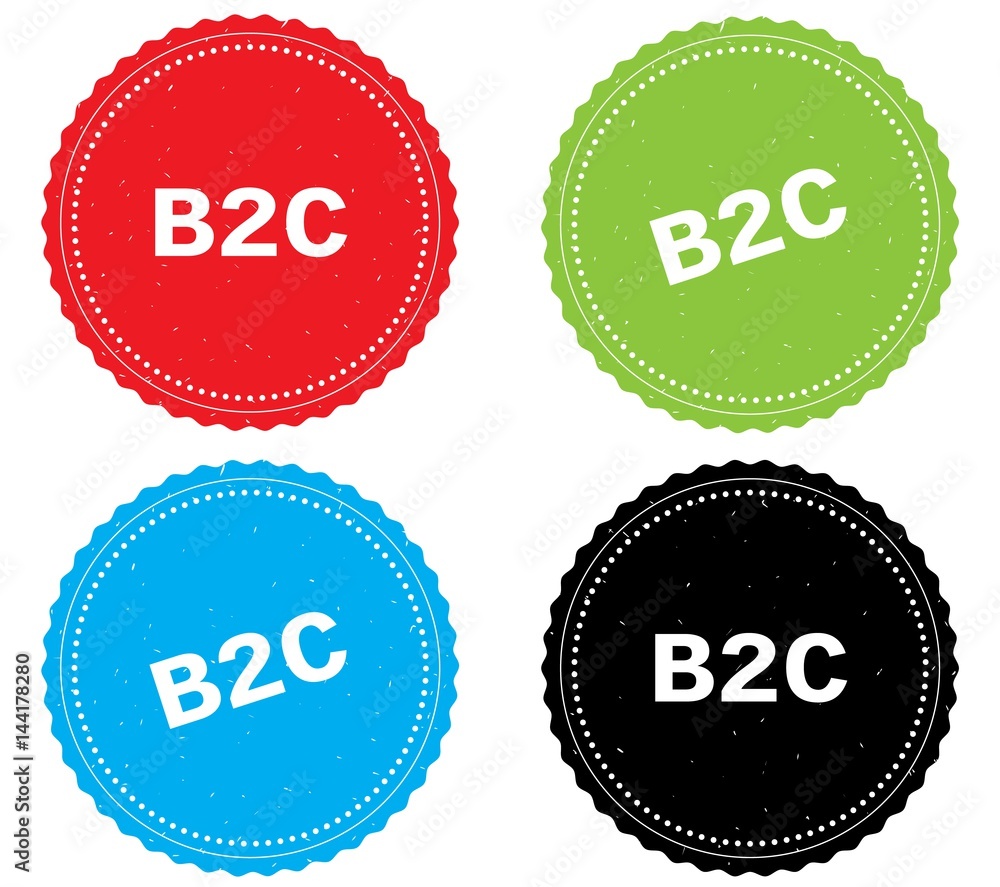 B2C text, on round wavy border stamp badge. Stock Illustration | Adobe ...