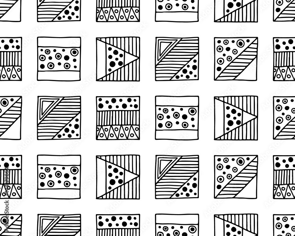 Seamless vector pattern. Black and white geometrical background with ...