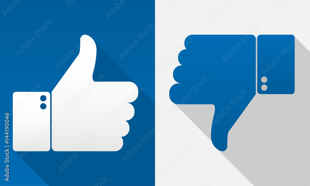 Thumbs up and down. Like and dislike icons in flat design for social ...