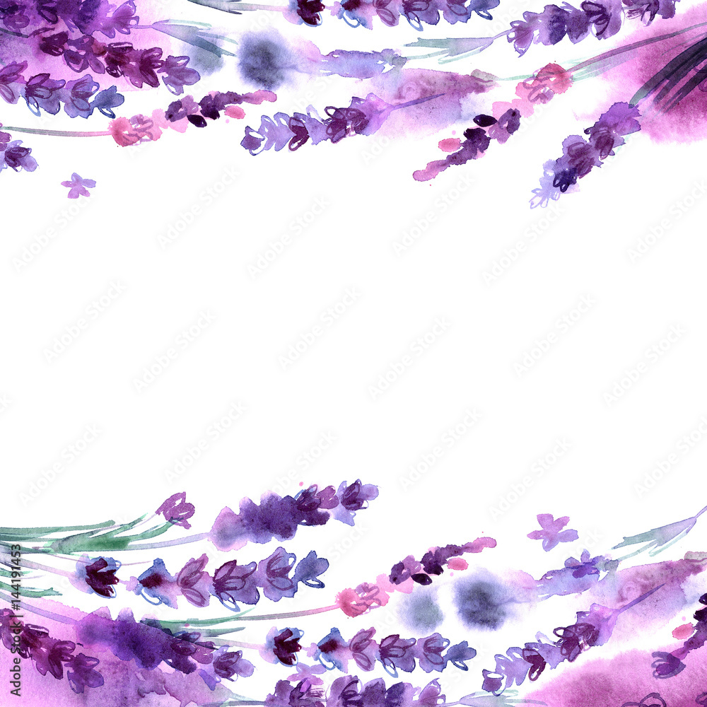 Watercolor hand painted background with lavender. Invitation. Wedding ...