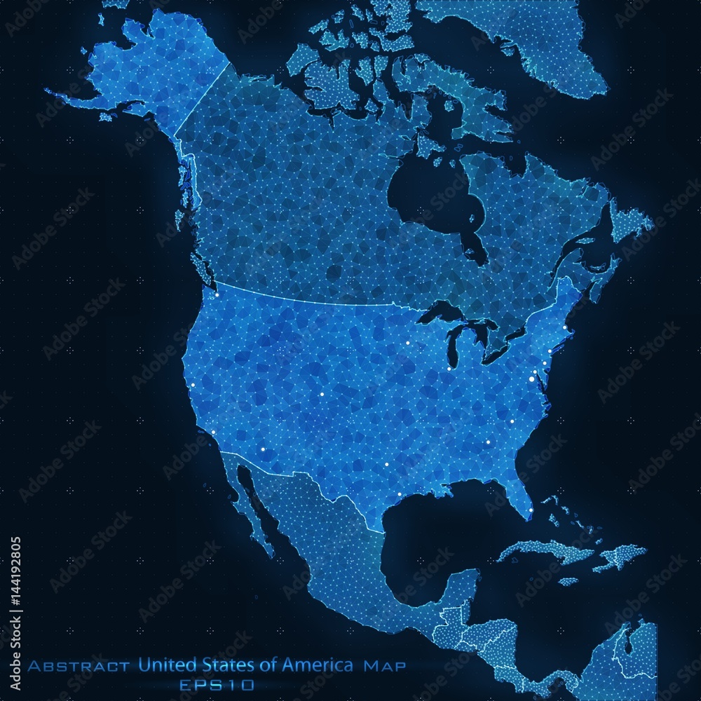 United States of America abstract map. Highlighted USA. Vector ...