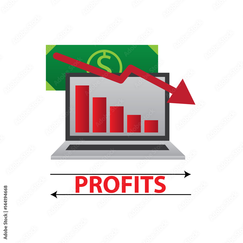 growth and declining chart showing improvement and losses of profit ...
